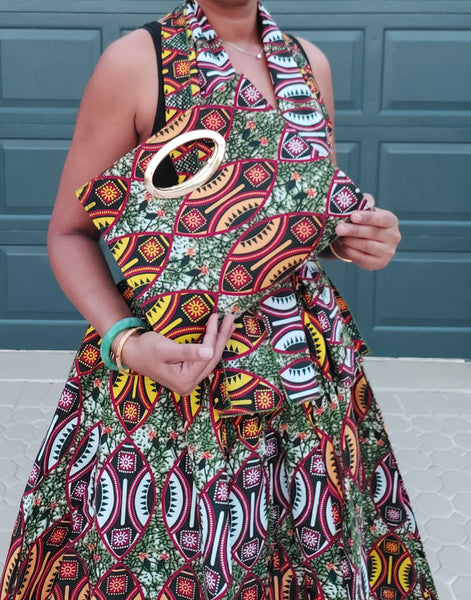 1006 Combo-Women Mid Length Skirt & Pocketbook Set-Green – India Batik ...