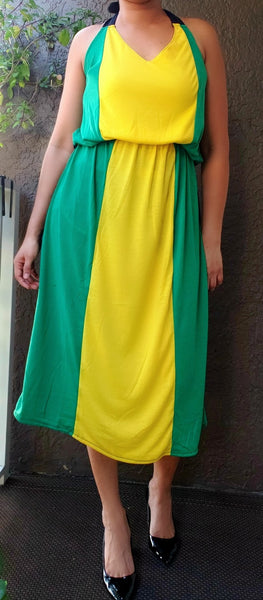 Tri Color Halter Back Dress - Jamaica – India Batik Retail